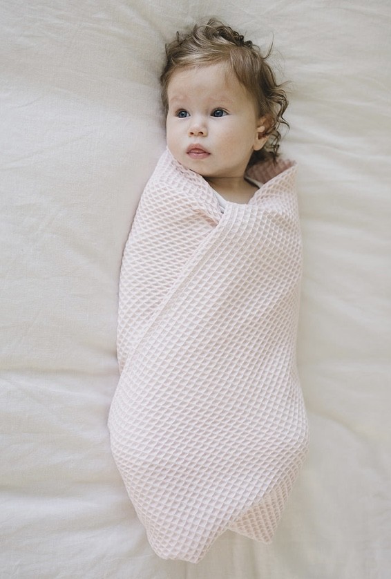 Waffle weave Blanket pink - Beba Bean